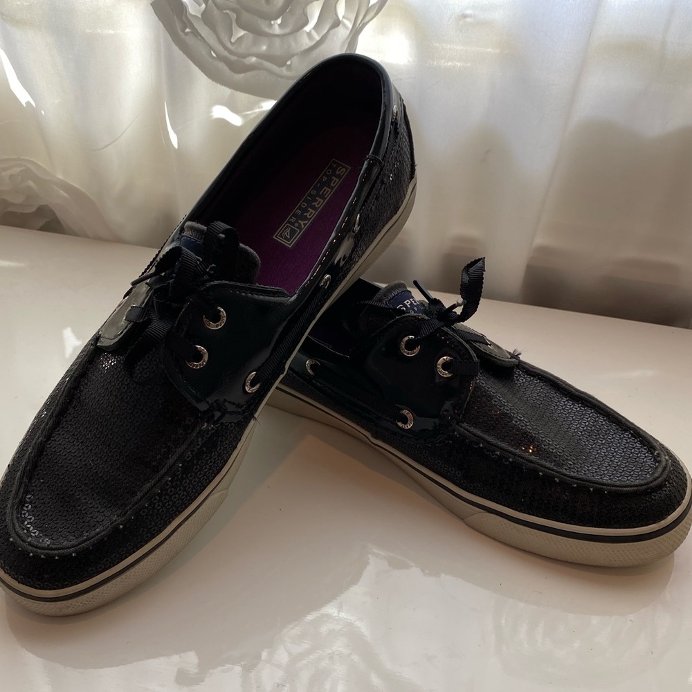 Black Sequin Sperry Shoes - Gem